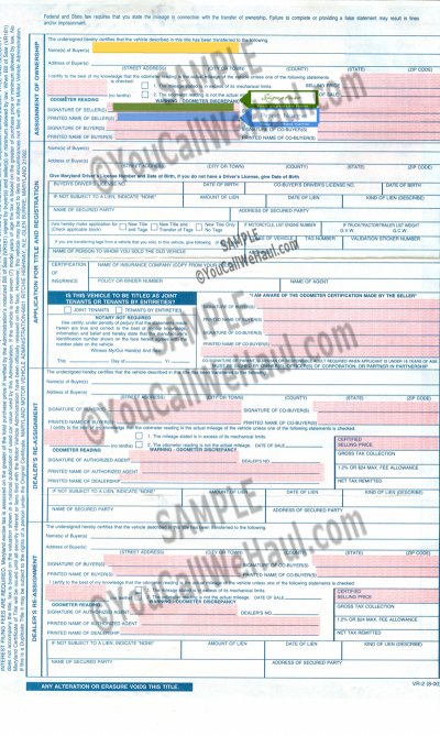 How to Transfer Maryland Title and instructions for filling out your title