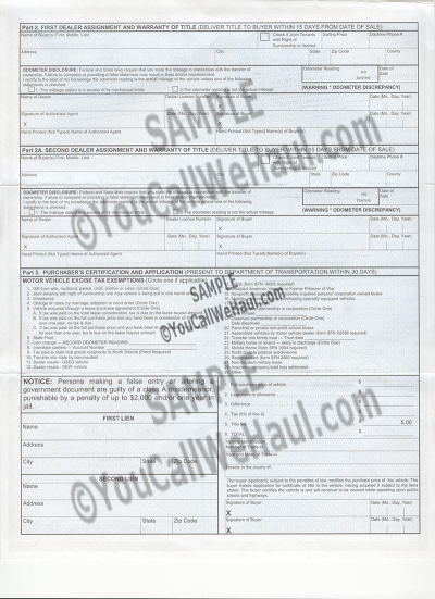 how to transfer North Dakota Title and instructions for filling out ...